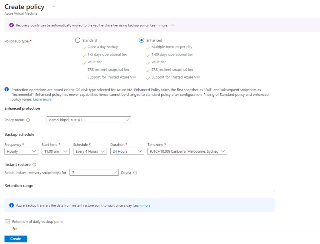 Enhanced Policy in Azure Backup - Skyline Technologies