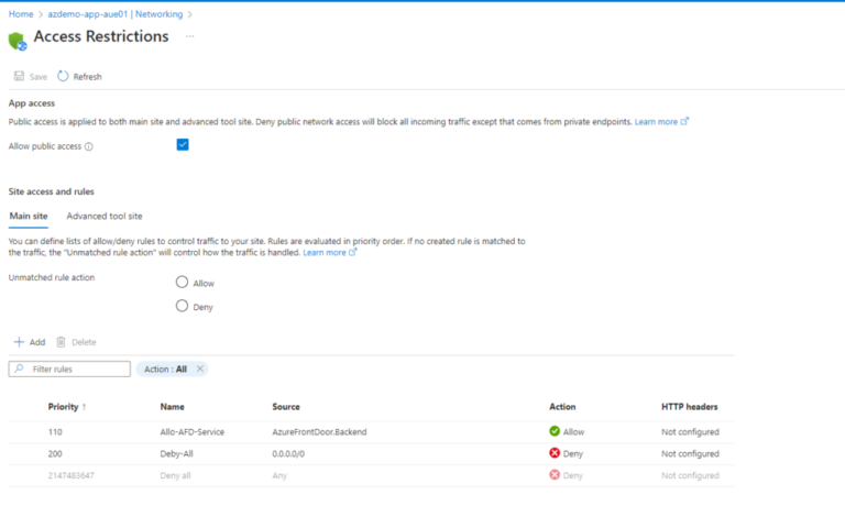 How to secure Azure Web App with Front Door, web app access restrictions, and private endpoint ...